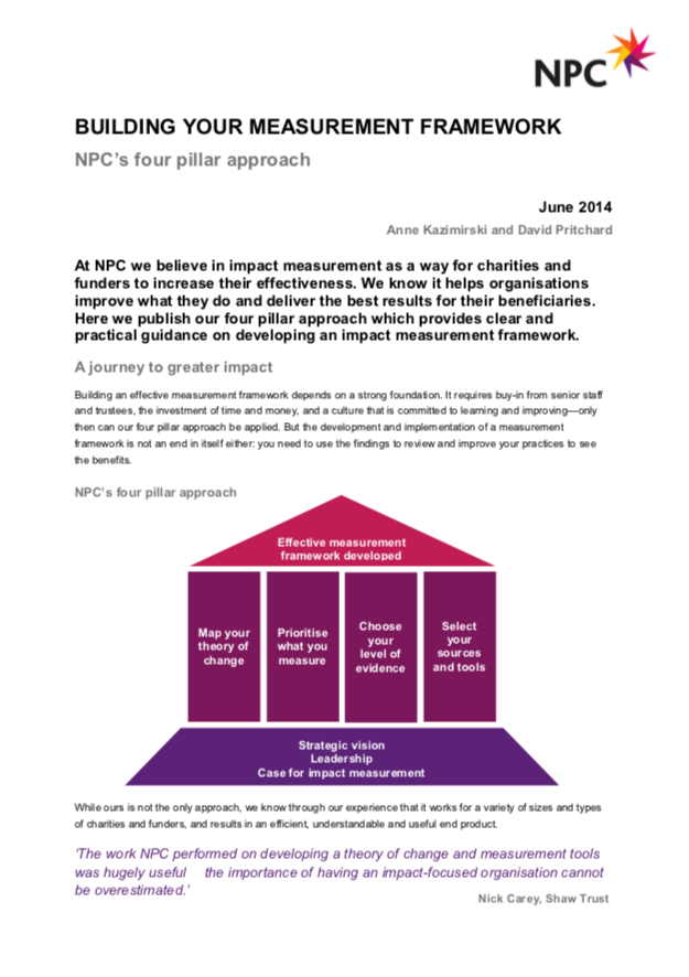 Building your measurement framework: NPC's four pillar approach - NPC