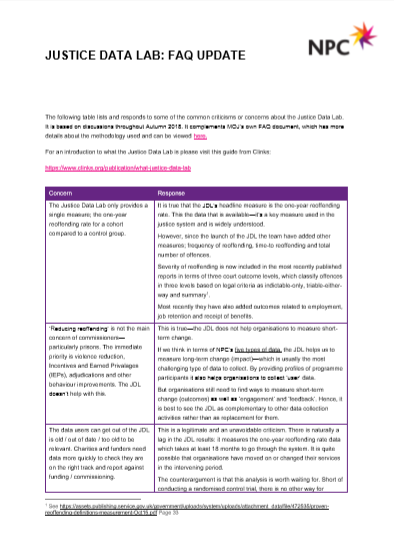 Justice Data Lab: FAQ update